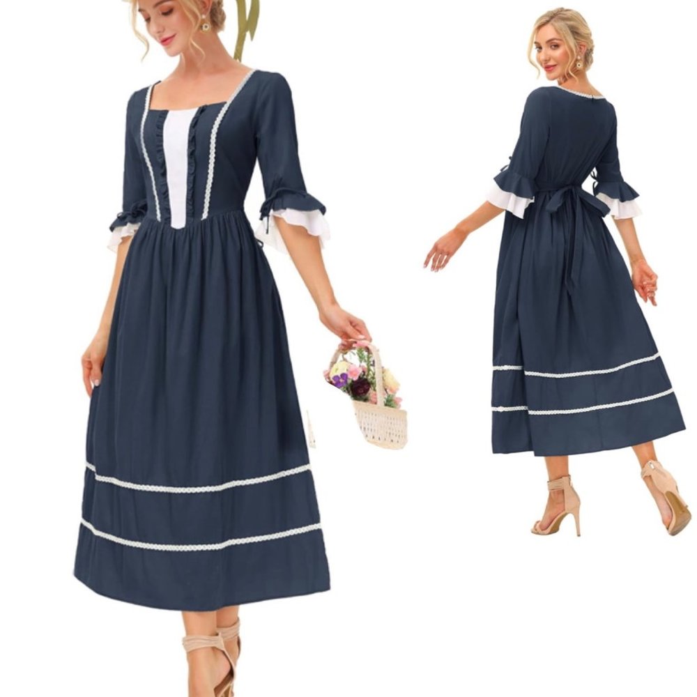 Scarlet Darkness Colonial Dress Costume Prairie Civil… - Gem